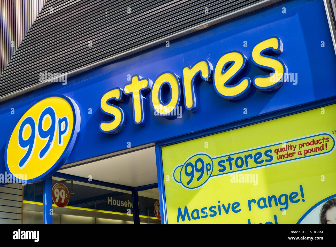 The sign outside a branch of UK discount retailer 99p stores in the ...