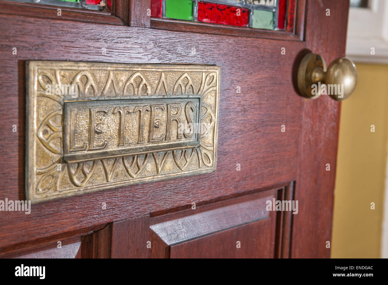 A Period letterbox with the word letters written across the flap ...
