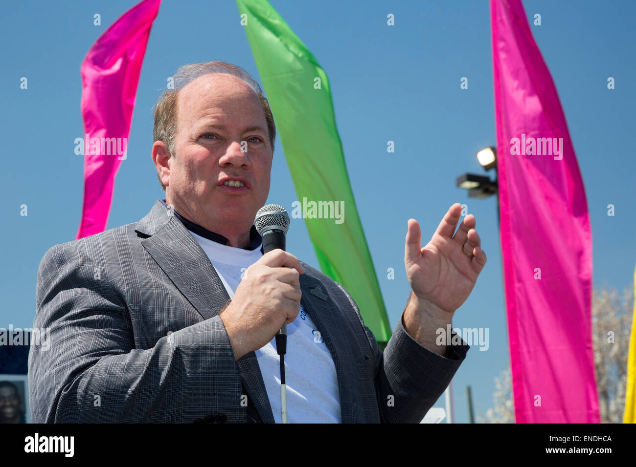 Detroit, Michigan - Detroit Mayor Mike Duggan speaks at the end of a ...