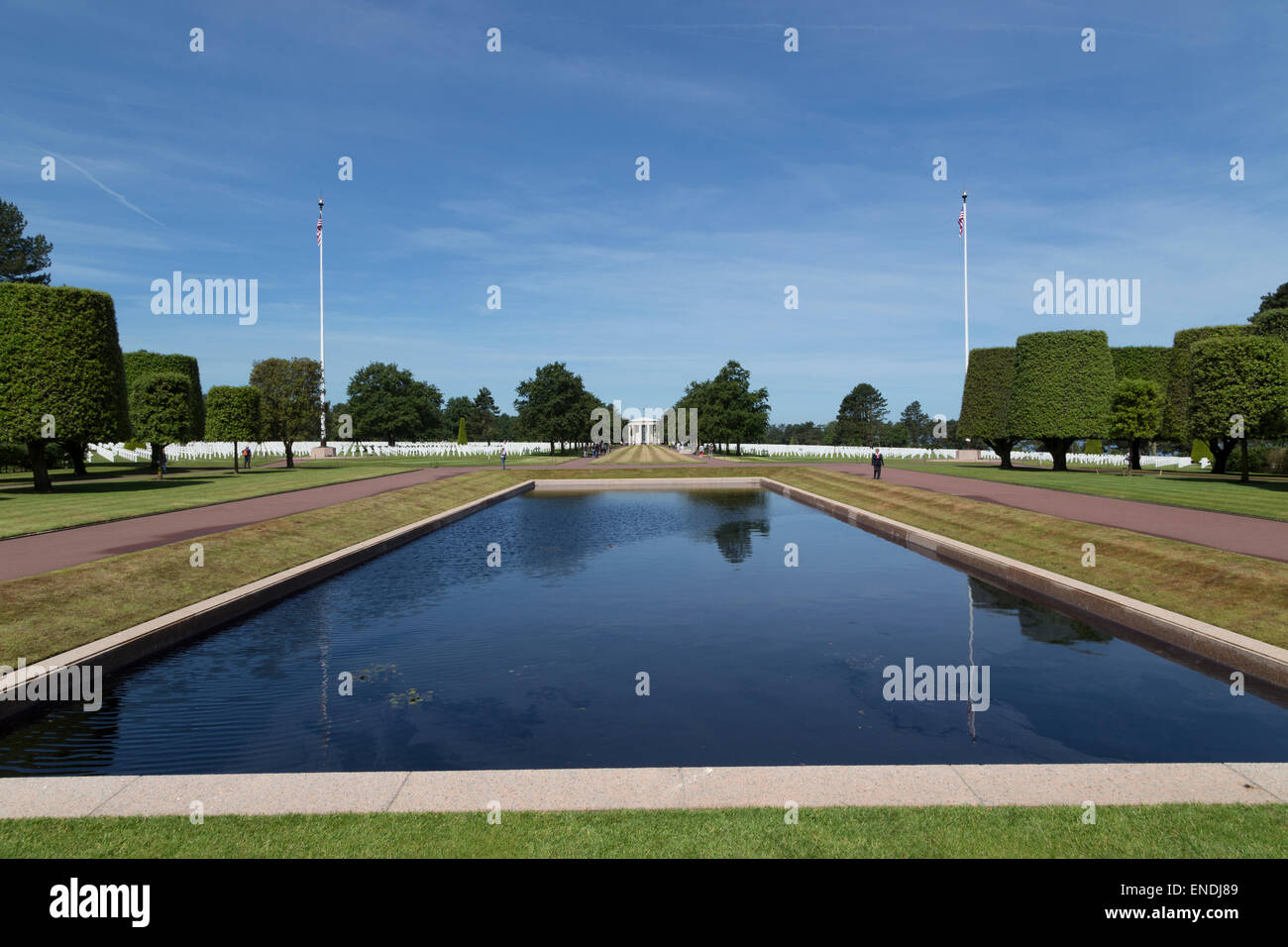 Omaha Cemetary, Rectangle lake pond water feature Colleville Sur Mer ...