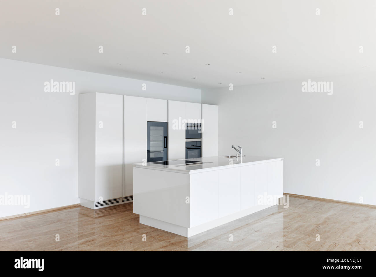 beautiful empty apartment, marble floor, modern kitchen Stock Photo - Alamy