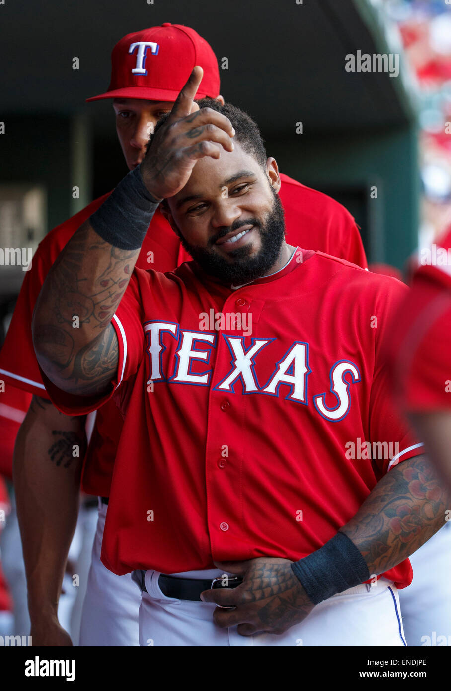Arlington, TX, USA. 02nd May, 2015. Texas Rangers first baseman Prince ...