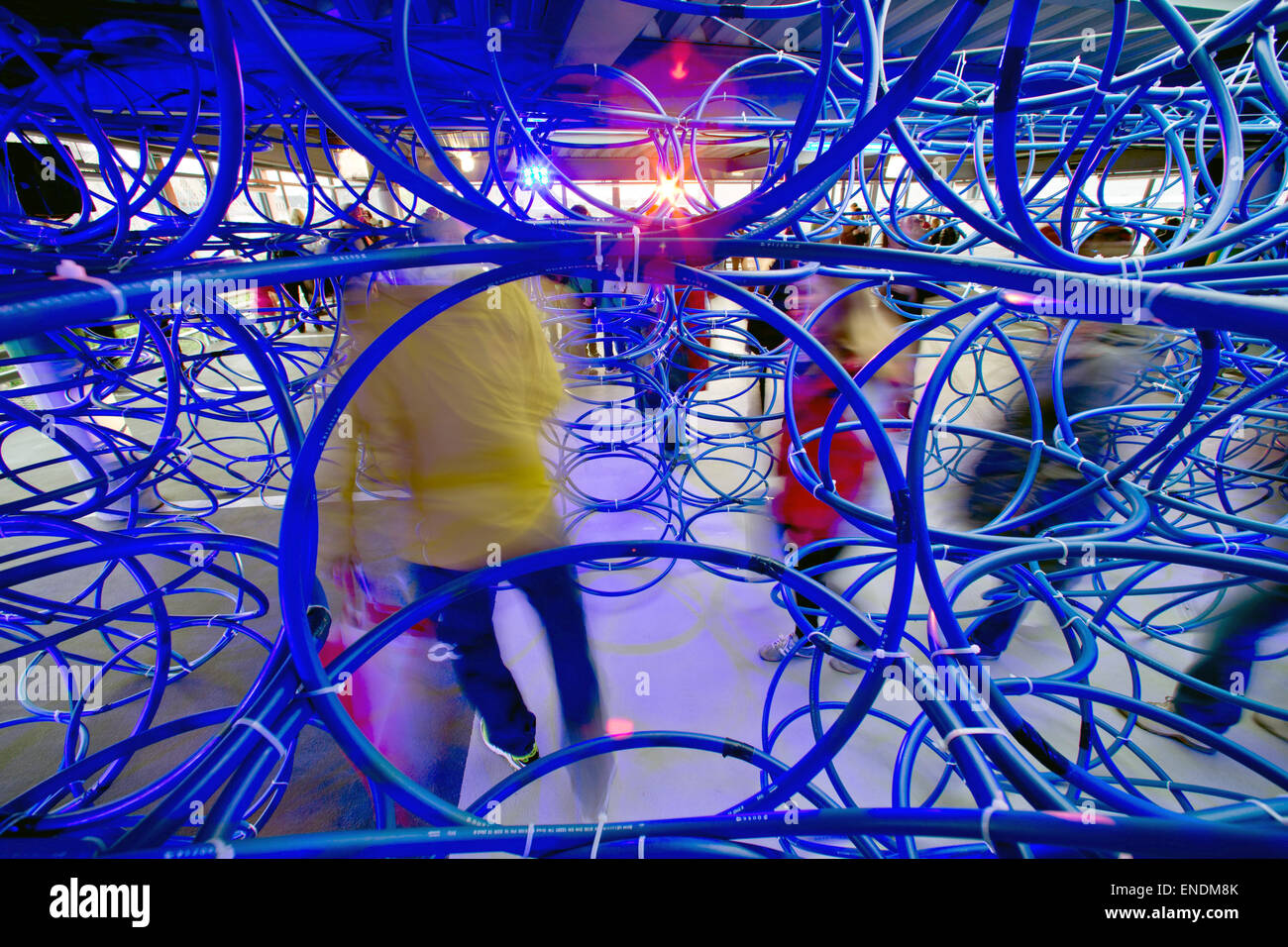 The installation 'Gesprengte Ketten' (Broken chains), made of 700 hula ...