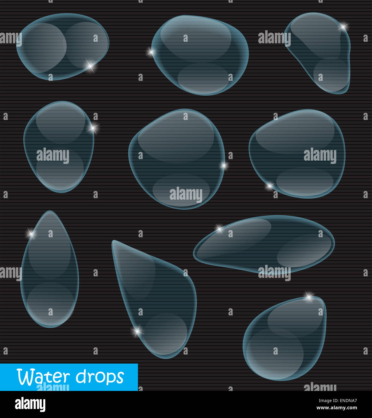 Realistic Water Drops Set On Dark Background Vector Illustration EPS10 ...