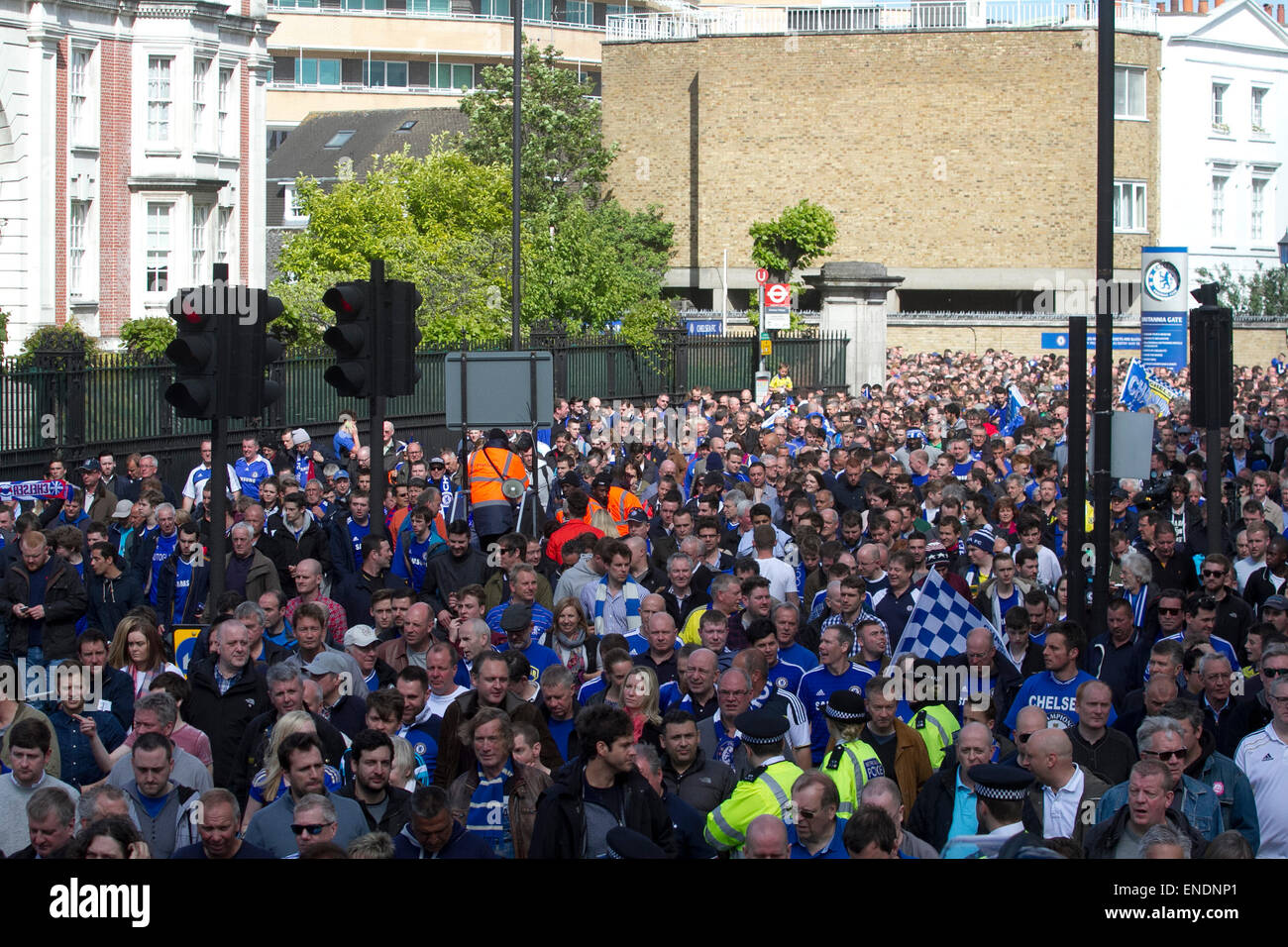 London UK. 3rd May 2015. Chelsea football supporters celebrate at ...