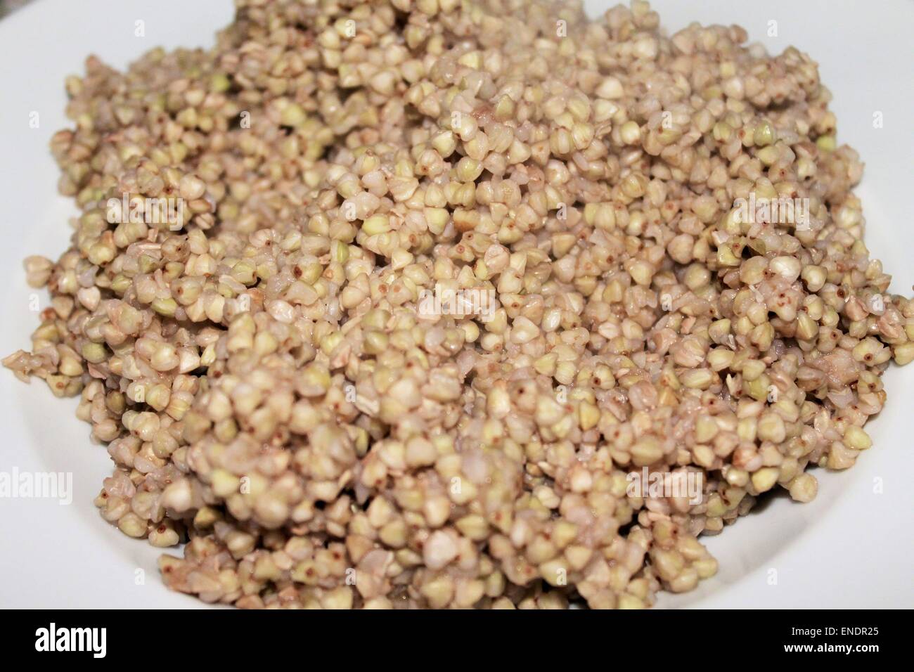 cooked buckwheat in the plate Stock Photo - Alamy