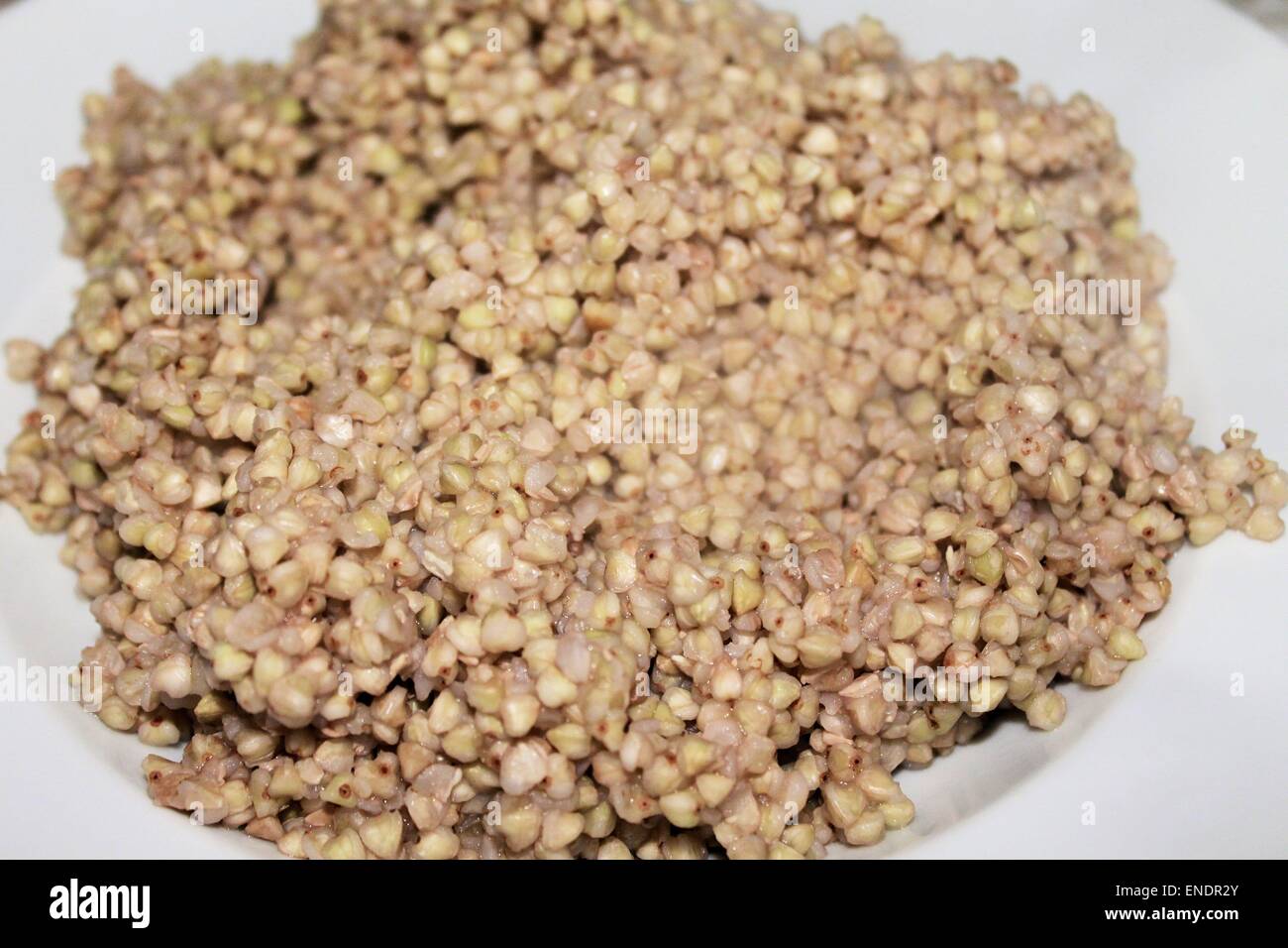 cooked buckwheat in the plate Stock Photo - Alamy