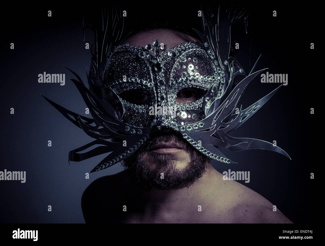 Woman with silver mask and blue costume hi-res stock photography and ...