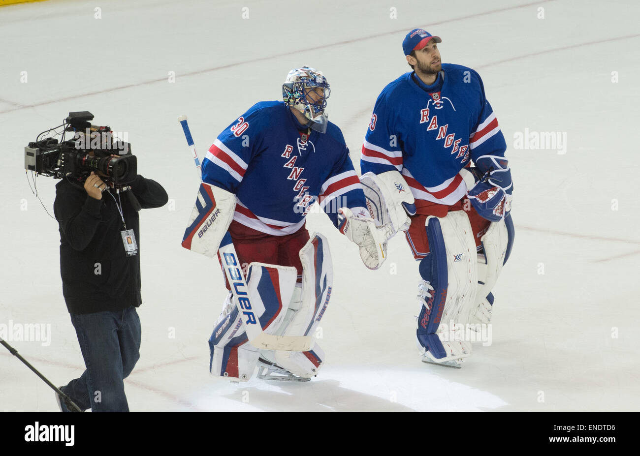 Manhattan, New York, USA. 2nd May, 2015. Rangers goalie HENRIK ...
