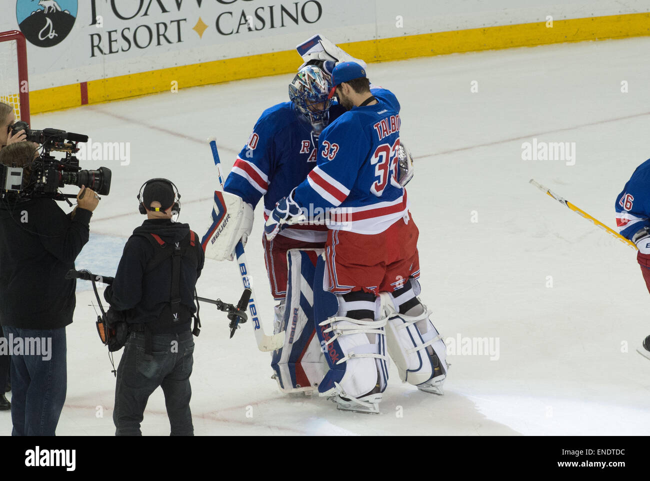 Manhattan, New York, USA. 2nd May, 2015. Rangers goalie HENRIK ...