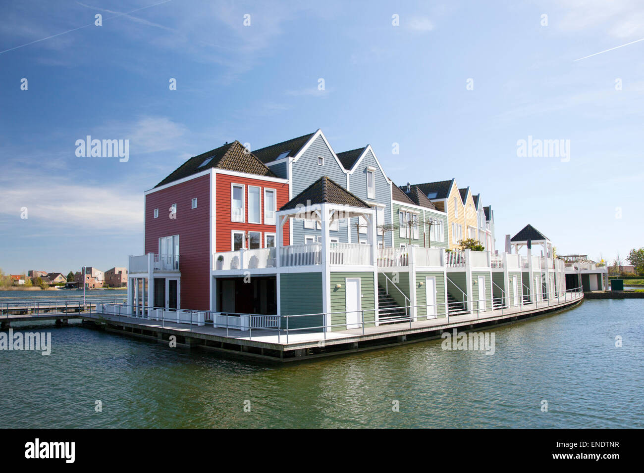 floating wooden houses in the neighbourhood Rietveld in the dutch town ...
