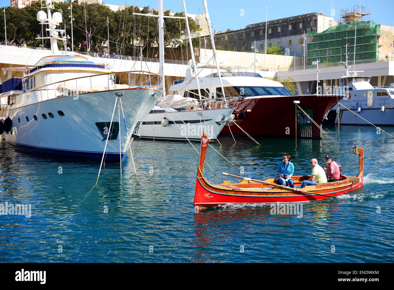 The traditional Maltese boat for tourists cruises, Birgu, Malta Stock ...