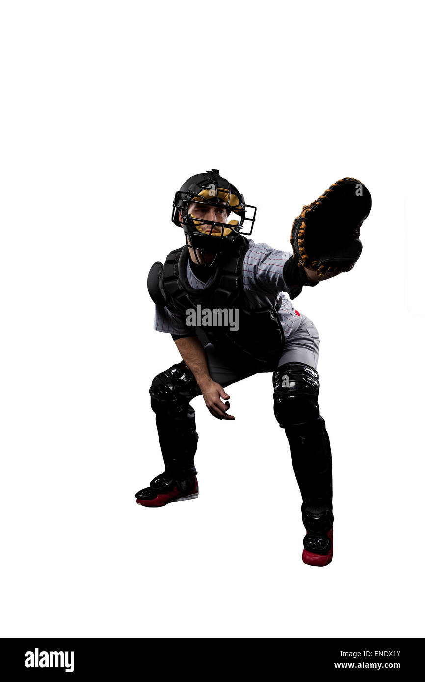 Catcher Baseball Player, on a white background Stock Photo - Alamy