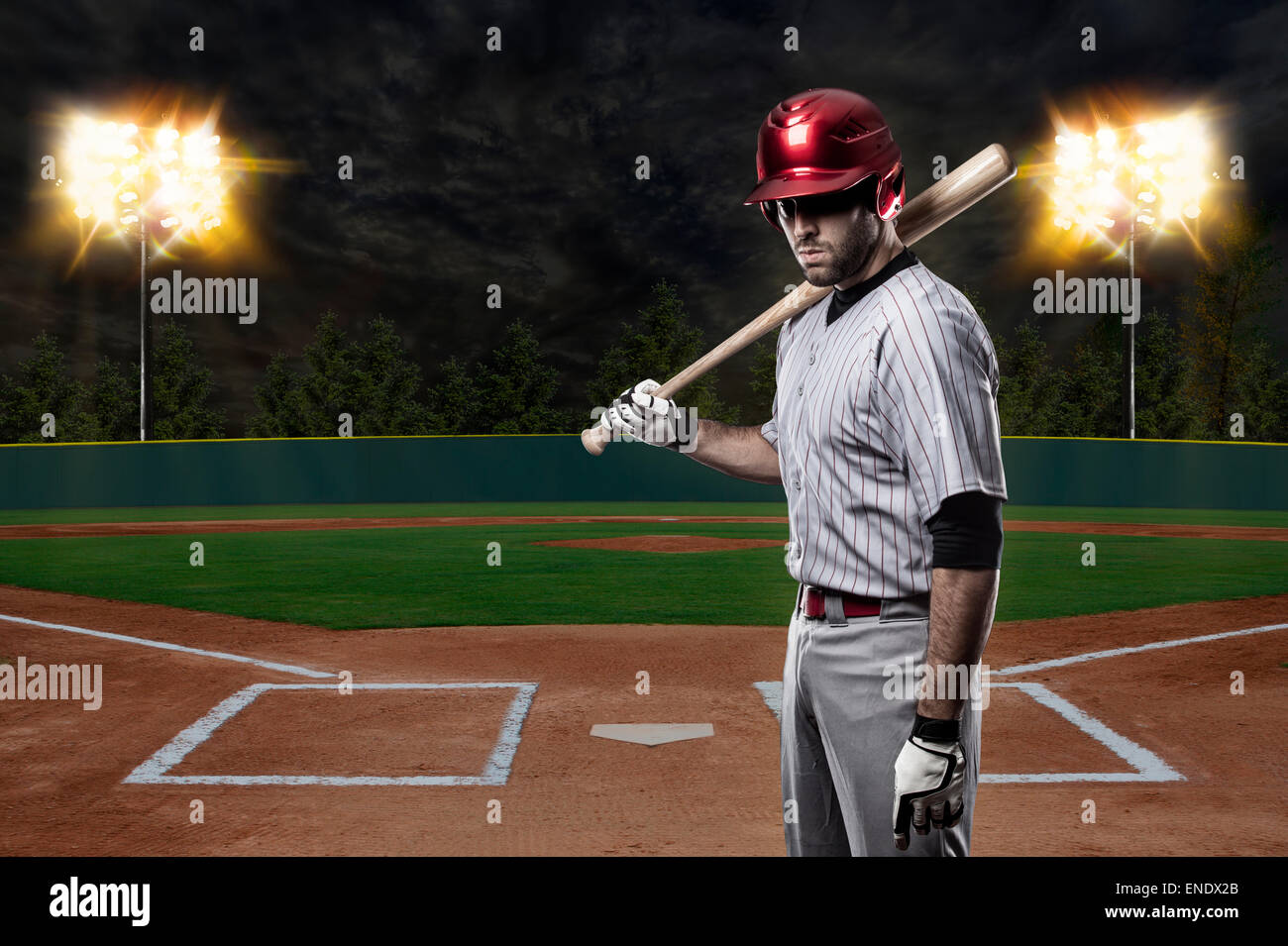 Baseball Player on a baseball Stadium Stock Photo - Alamy