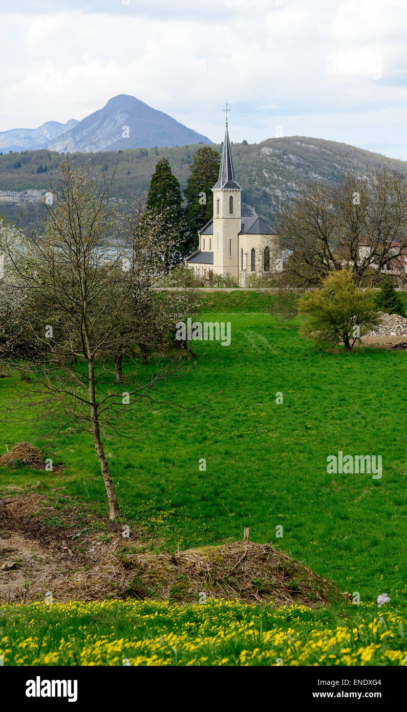 church in a mountain village in French Alps Stock Photo - Alamy