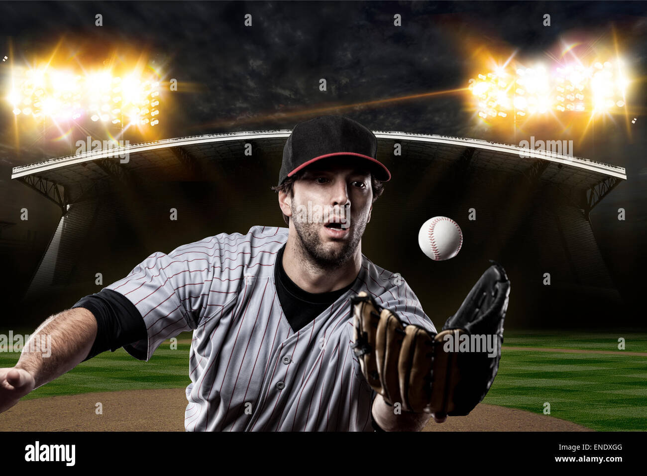 Baseball Player on a baseball Stadium Stock Photo - Alamy