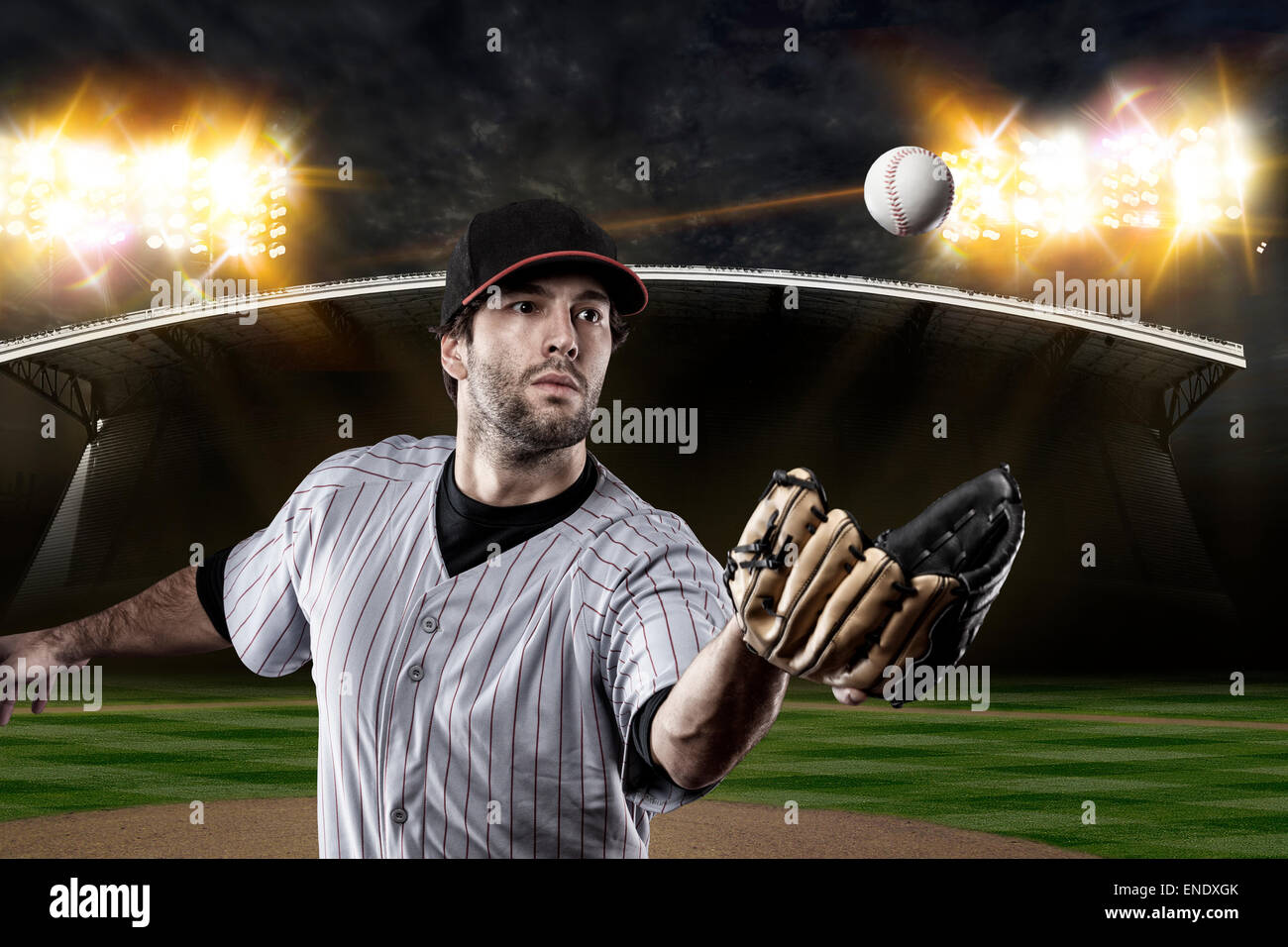 Baseball Player on a baseball Stadium Stock Photo - Alamy