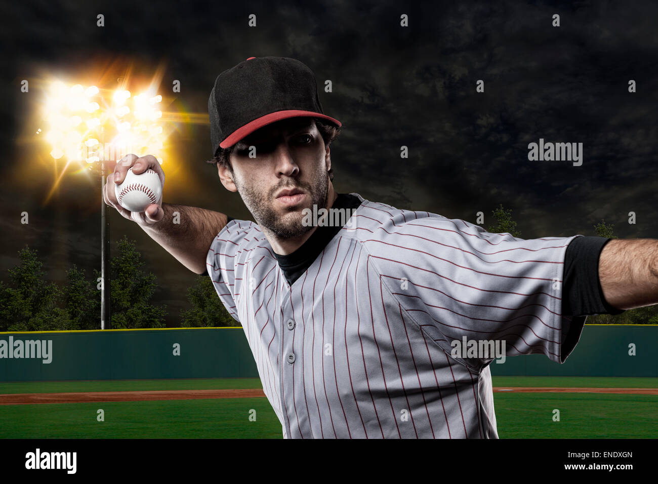 Baseball Player on a baseball Stadium Stock Photo - Alamy