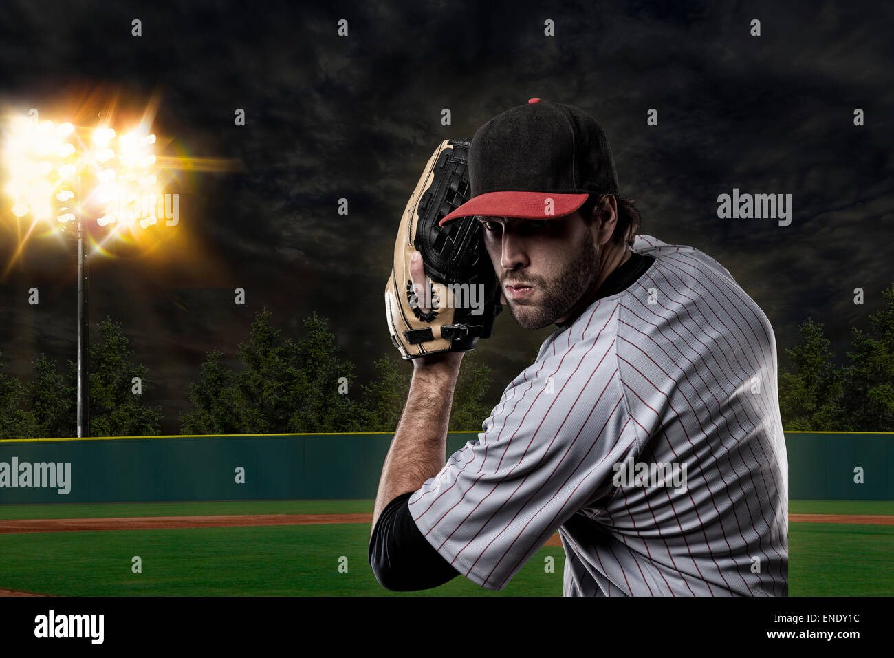 Baseball Player on a baseball Stadium Stock Photo - Alamy