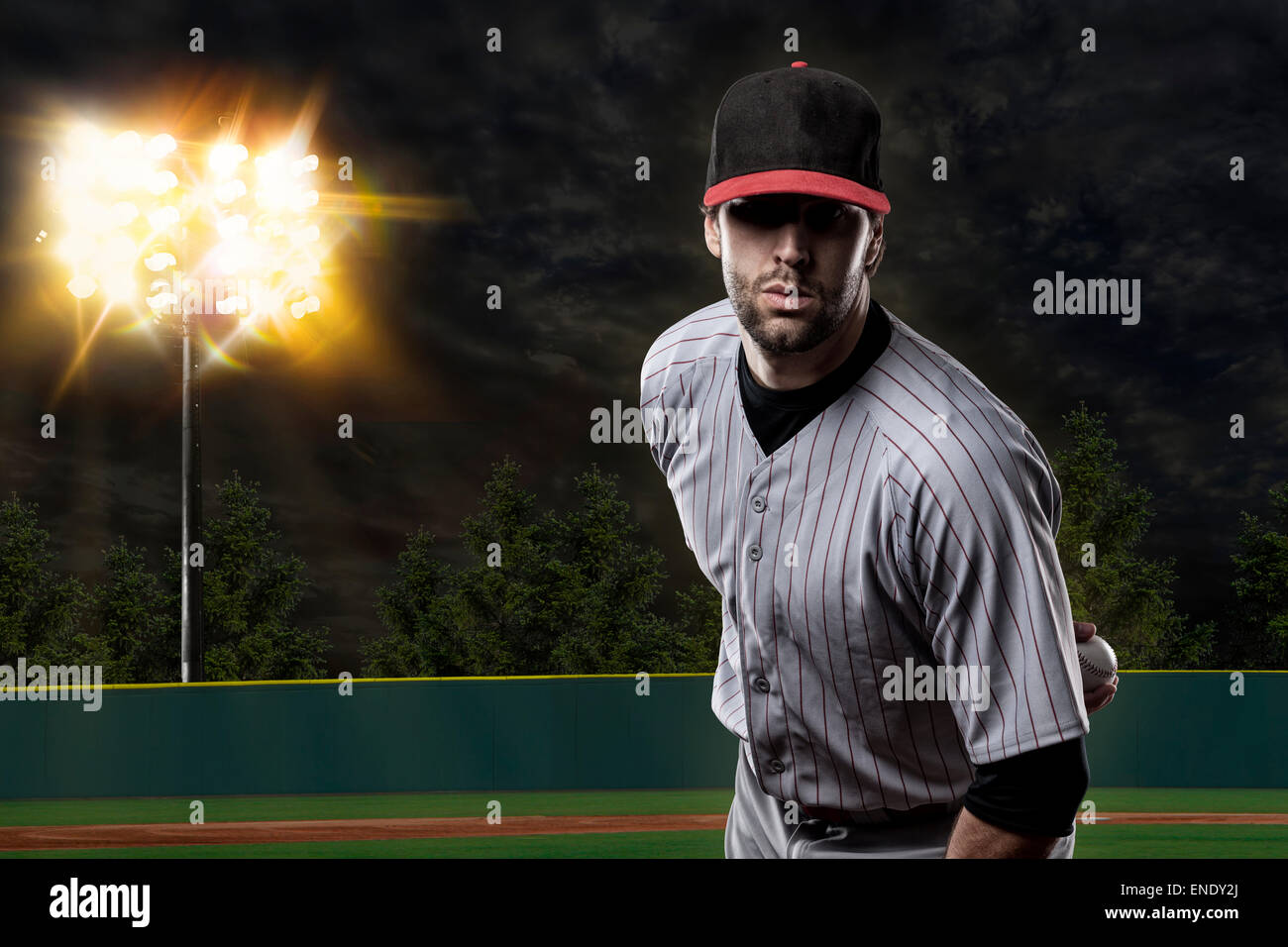 Baseball Player on a baseball Stadium Stock Photo - Alamy