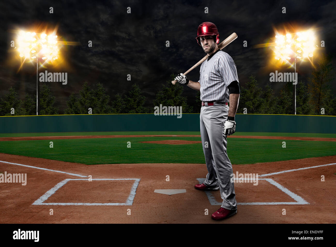 Baseball Player on a baseball Stadium Stock Photo - Alamy