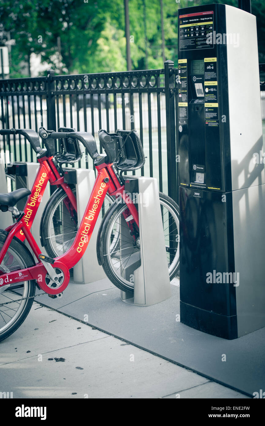 The red Capitol Bikeshare racks are all over DC Stock Photo - Alamy