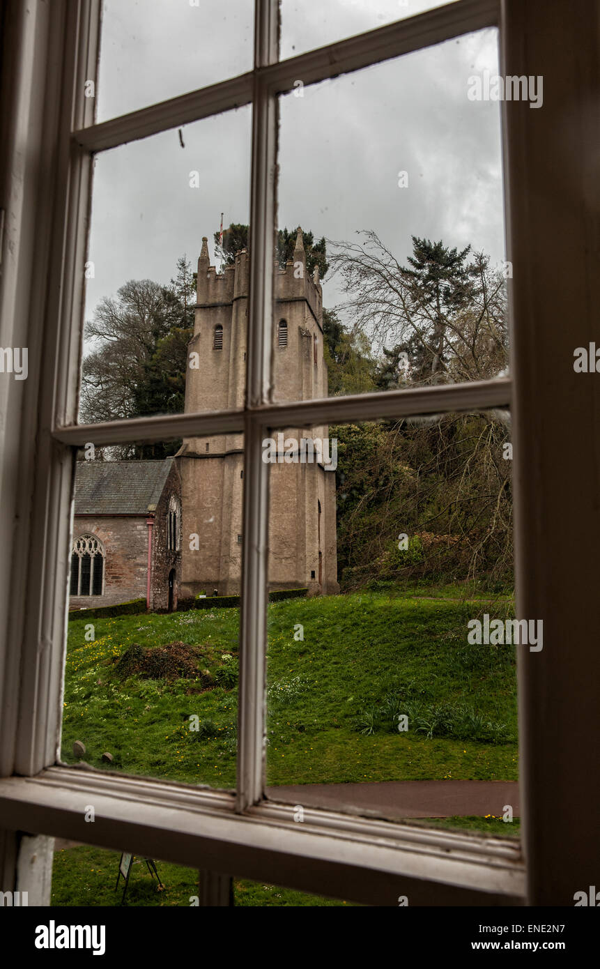 View of Cockington Church from a window of the manor house at ...