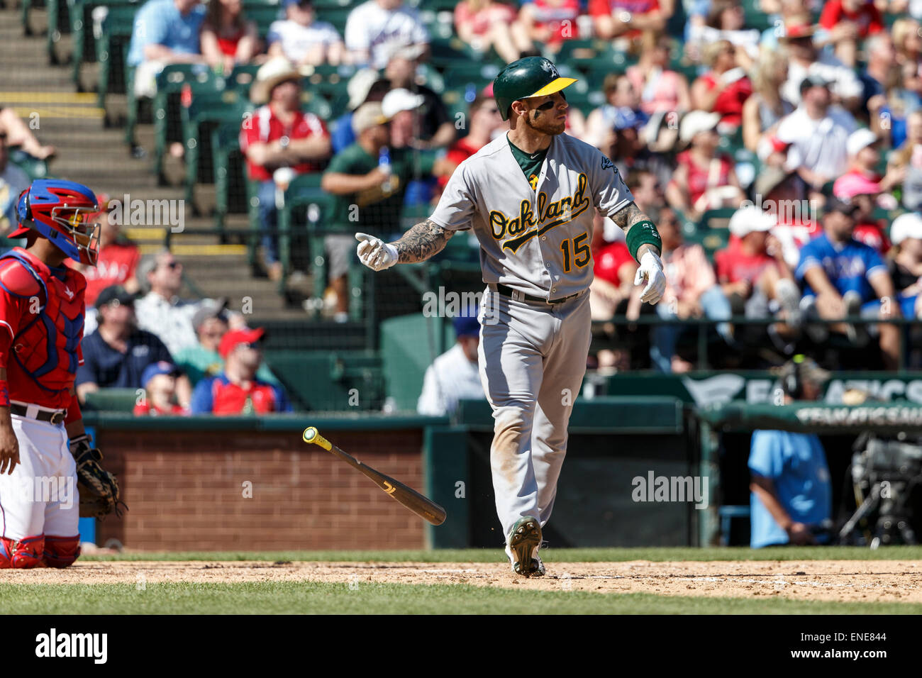 Arlington, TX, USA. 03rd May, 2015. Oakland Athletics third baseman ...
