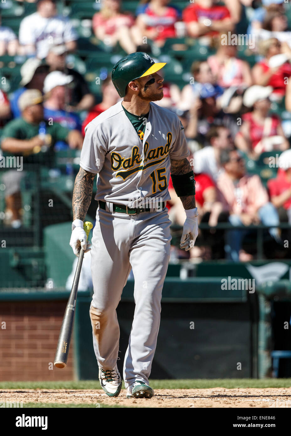 Arlington, TX, USA. 03rd May, 2015. Oakland Athletics third baseman ...