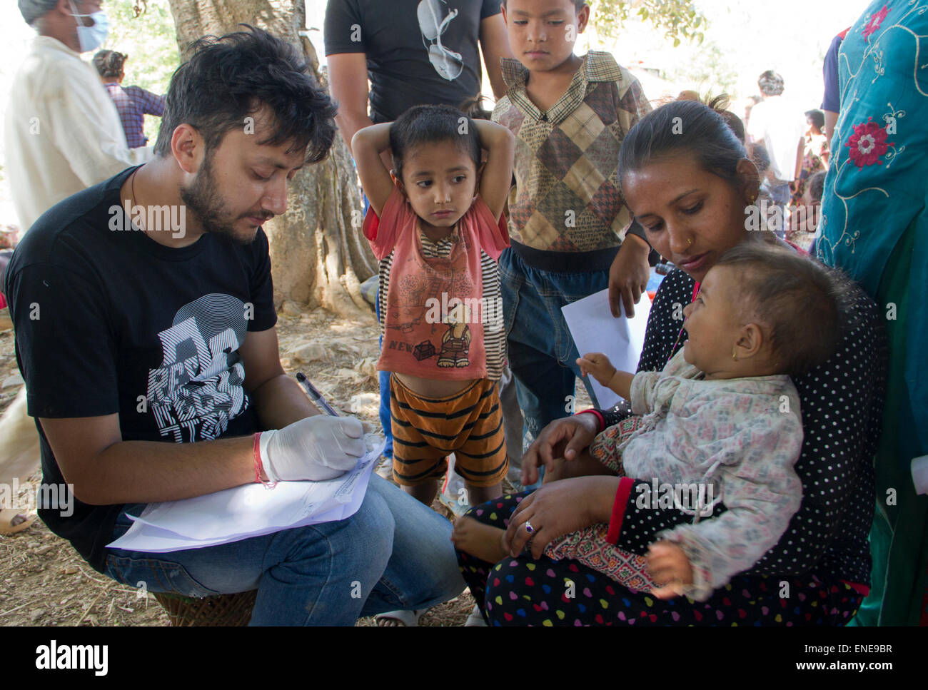 Nepal. 3rd May, 2015. People sign up for basic first aid in Chautara ...