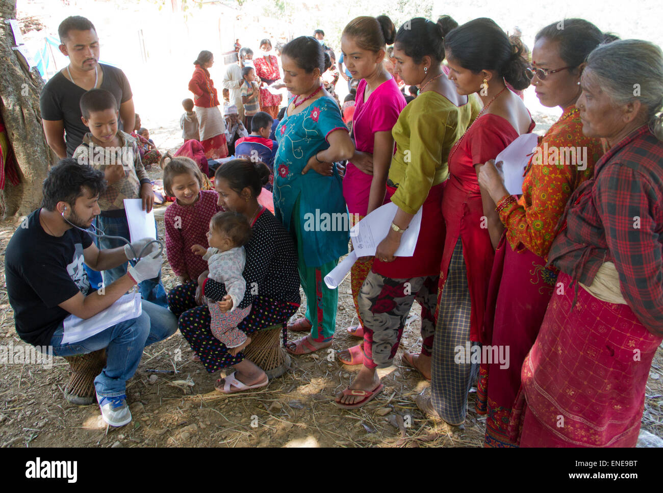 Nepal. 3rd May, 2015. People sign up for basic first aid in Chautara ...