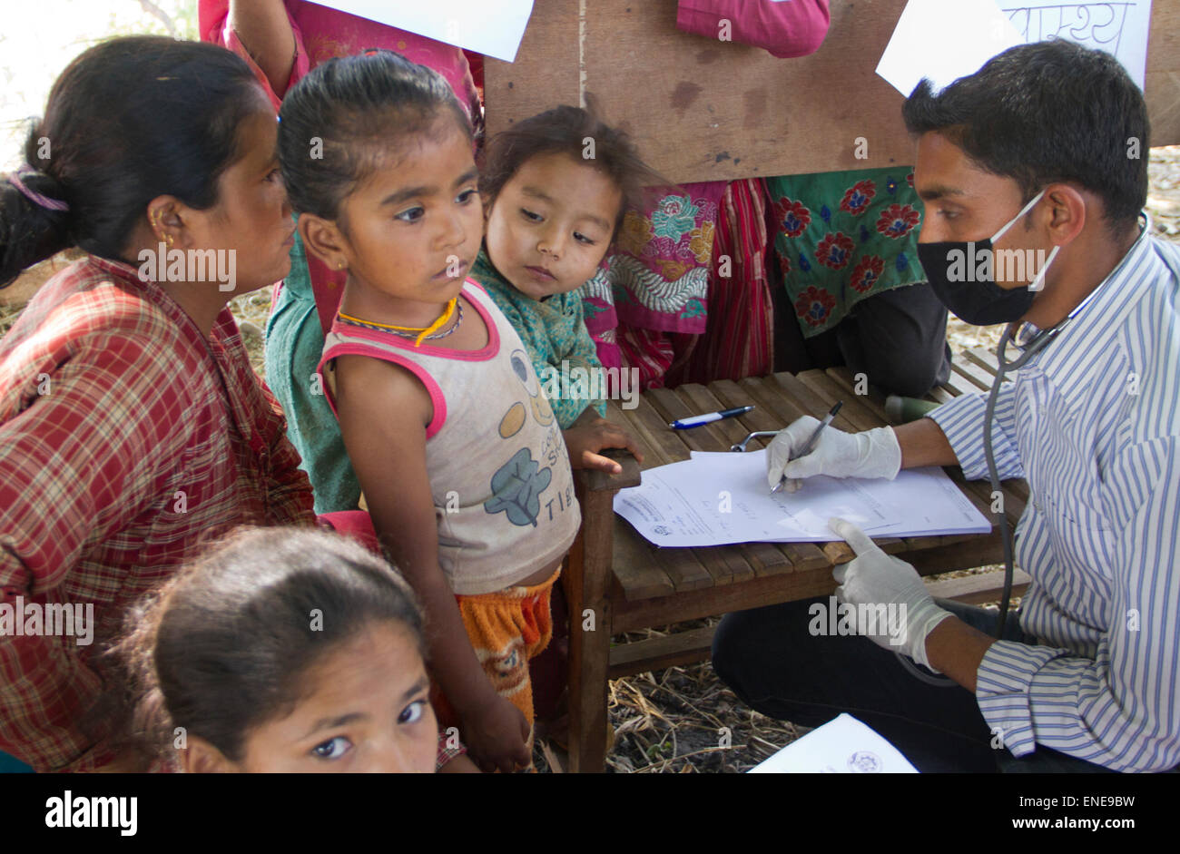 Nepal. 3rd May, 2015. People sign up for basic first aid in Chautara ...