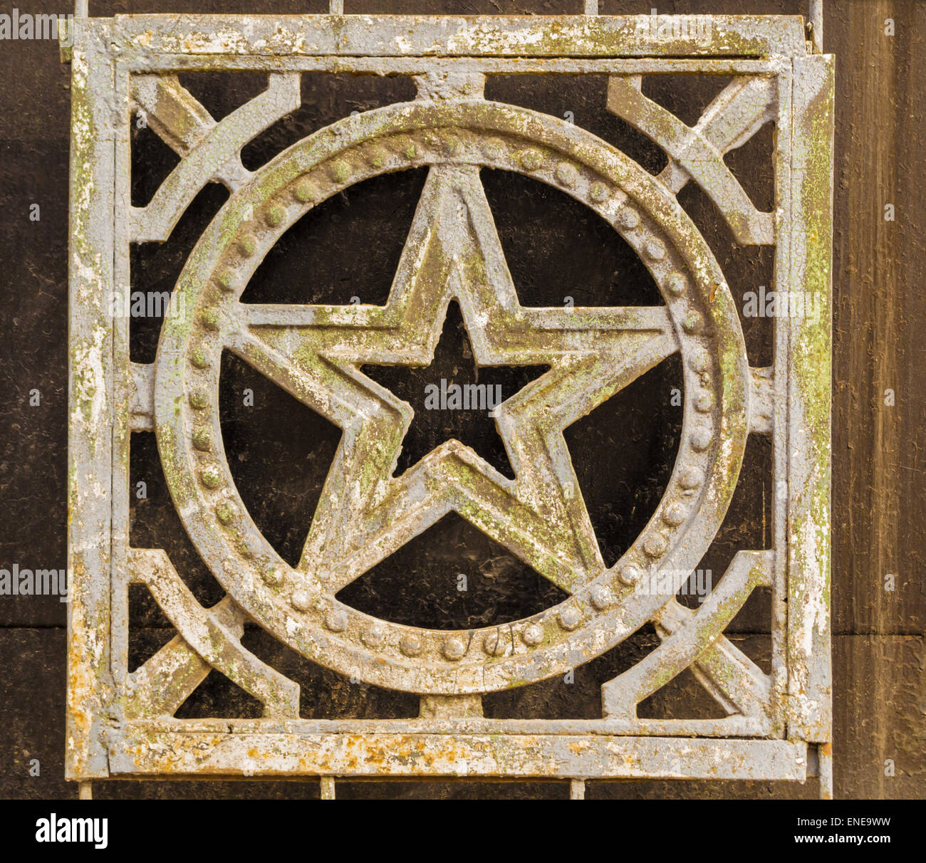 Aged soviet Russian Star in wrought iron with flakes and signs of age ...