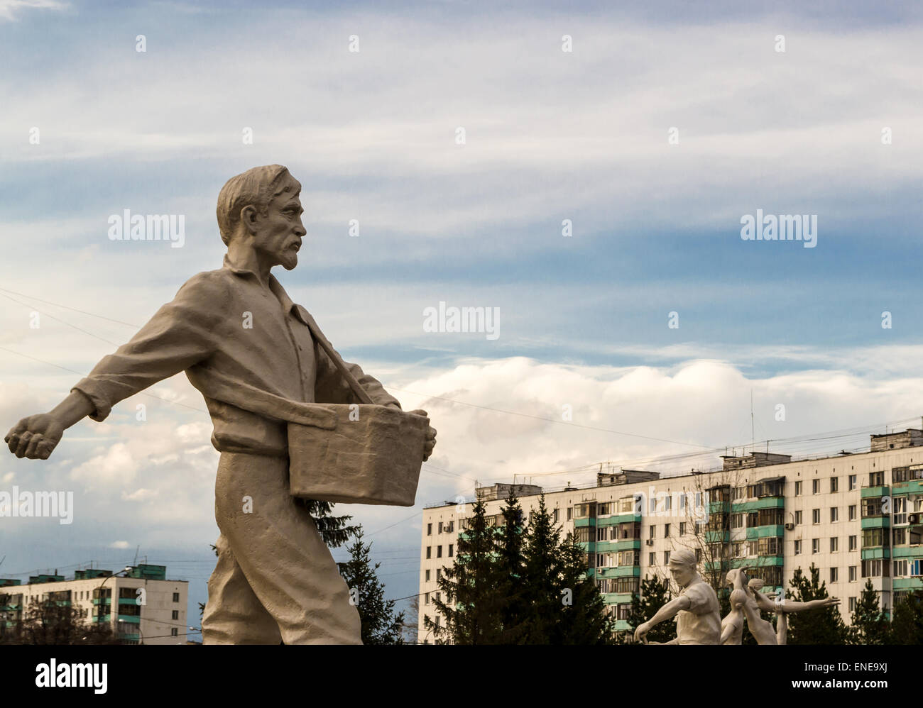 Stone man walking forward casting seeds towards the sky Stock Photo - Alamy