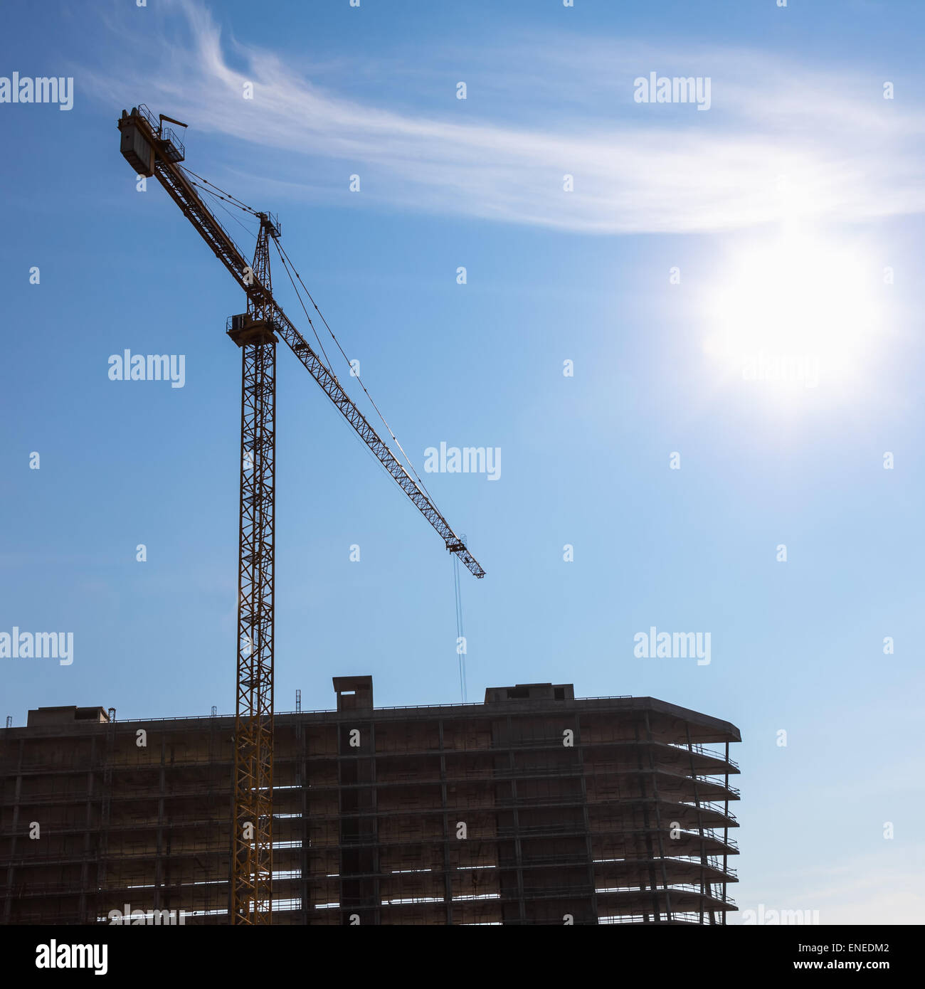 Construction crane on building site on sky background Stock Photo - Alamy