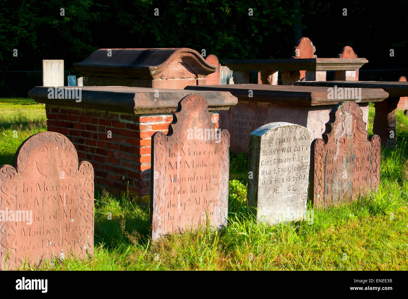 Headstones, Palisado Cemetery, Windsor, Connecticut Stock Photo - Alamy