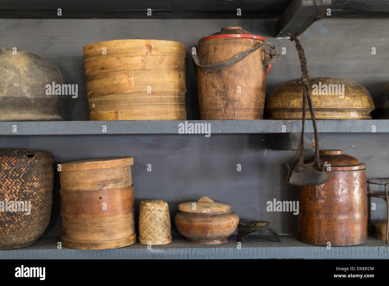 Traditional Bhutanese Cooking Implements, Wangdue, Bhutan, Asia Stock ...
