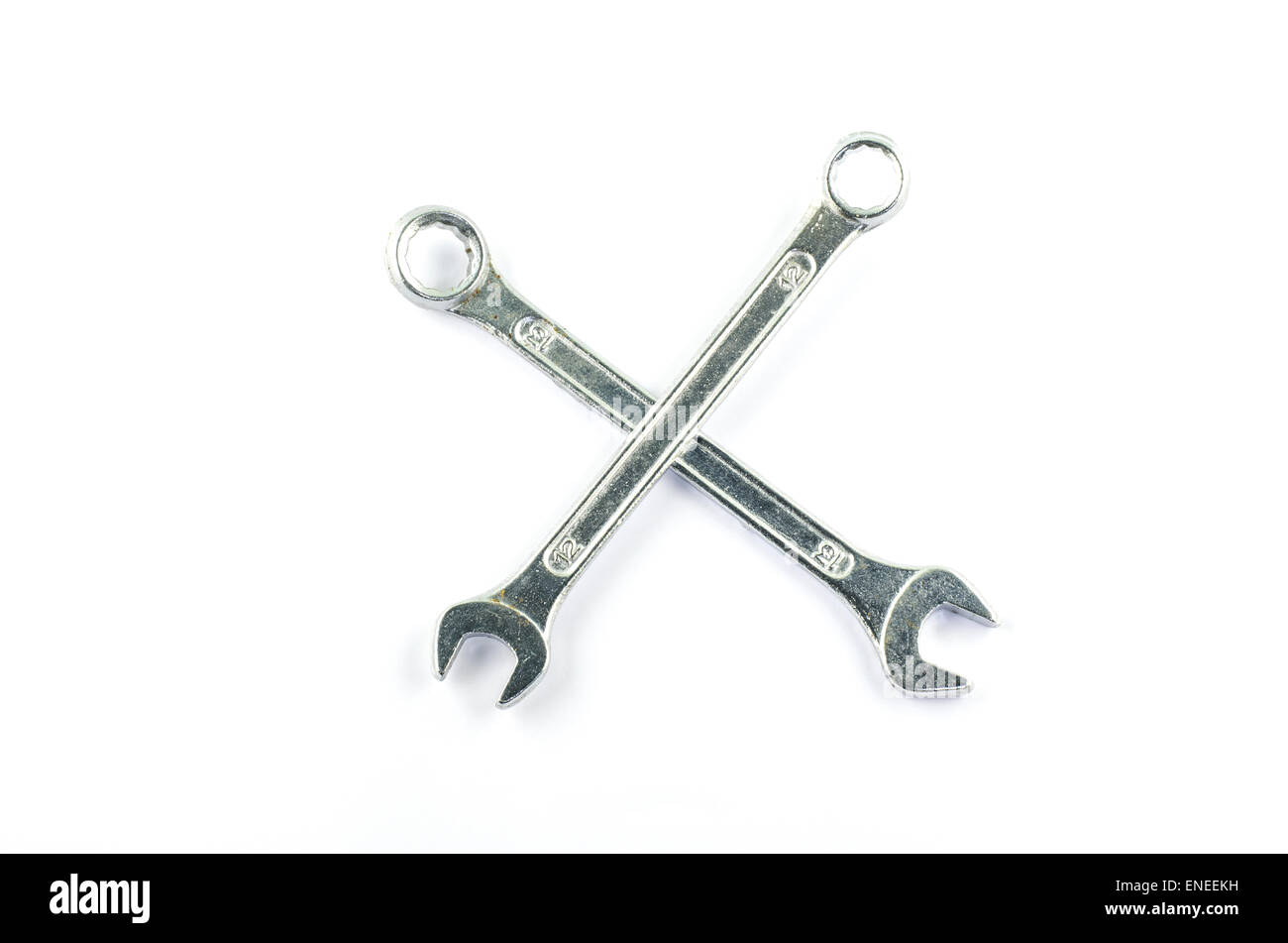 two wrench cross isolated on white background Stock Photo - Alamy
