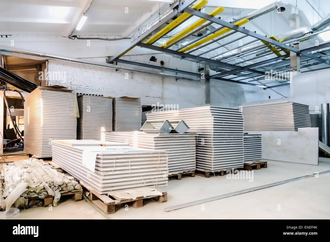 Interior of industrial building under construction Stock Photo - Alamy