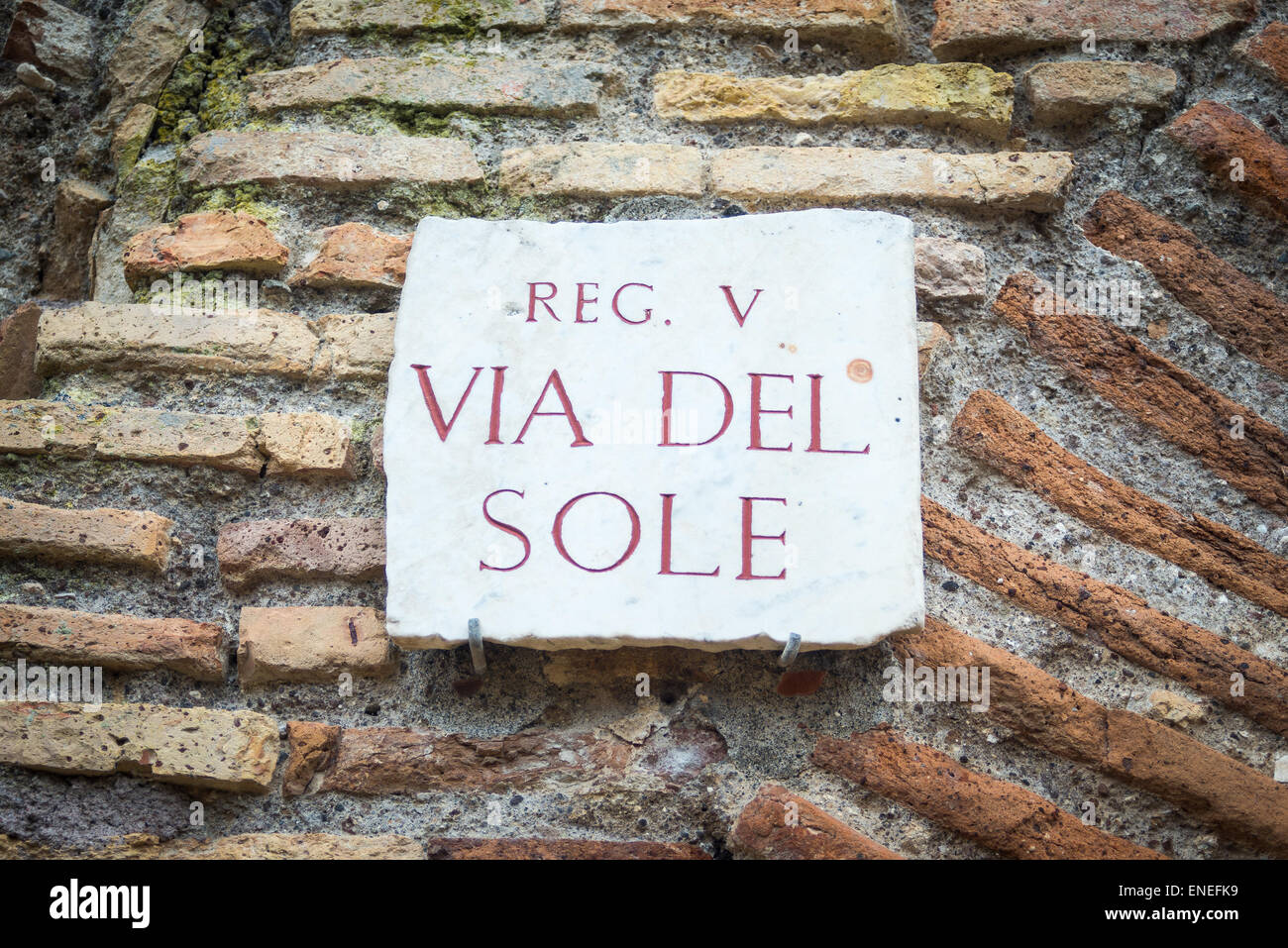 Ancient roman signpost in Ostia old town, Rome, Italy. Broken ...