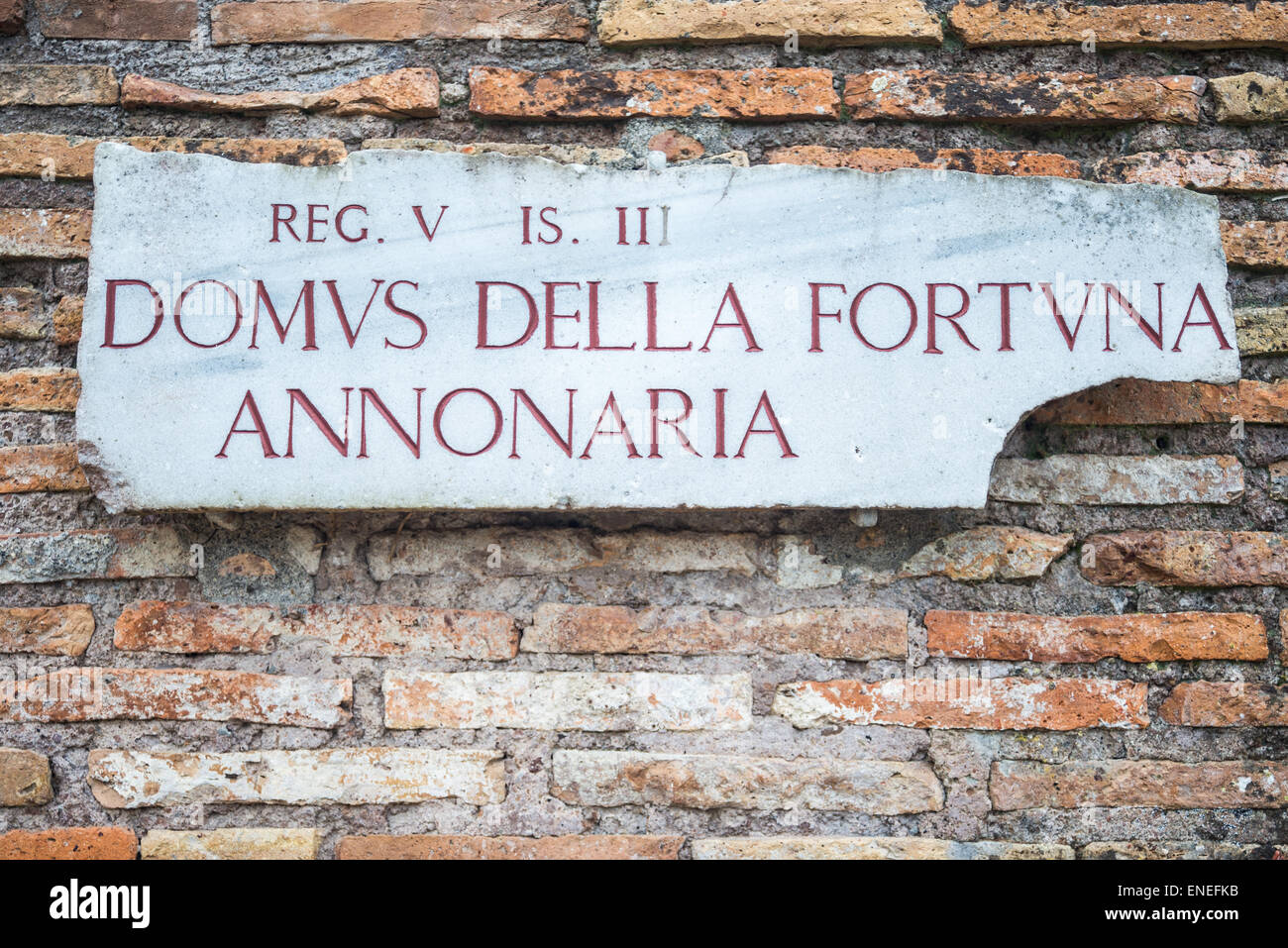 Ancient roman signpost in Ostia old town, Rome, Italy. Broken ...