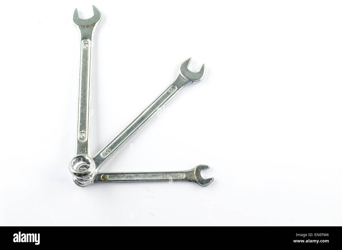 three wrench isolated on white background Stock Photo - Alamy