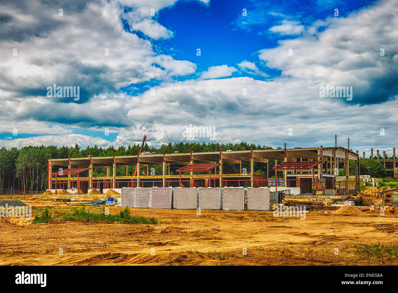 Building under construction on the building site. Processed by hdr ...