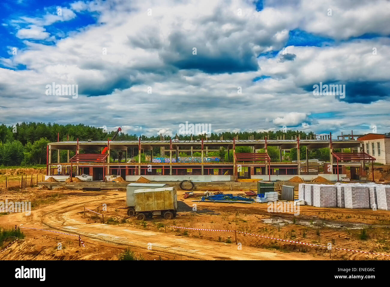 Building under construction on the building site. Processed by hdr ...