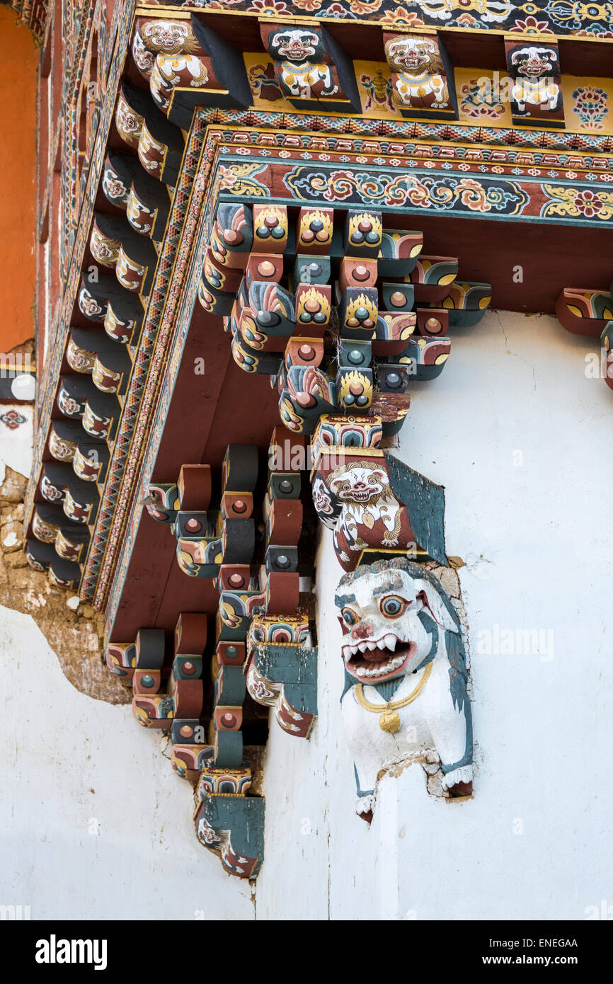 Architectural details of the Gangtey Monastery, Phobjikha Valley ...