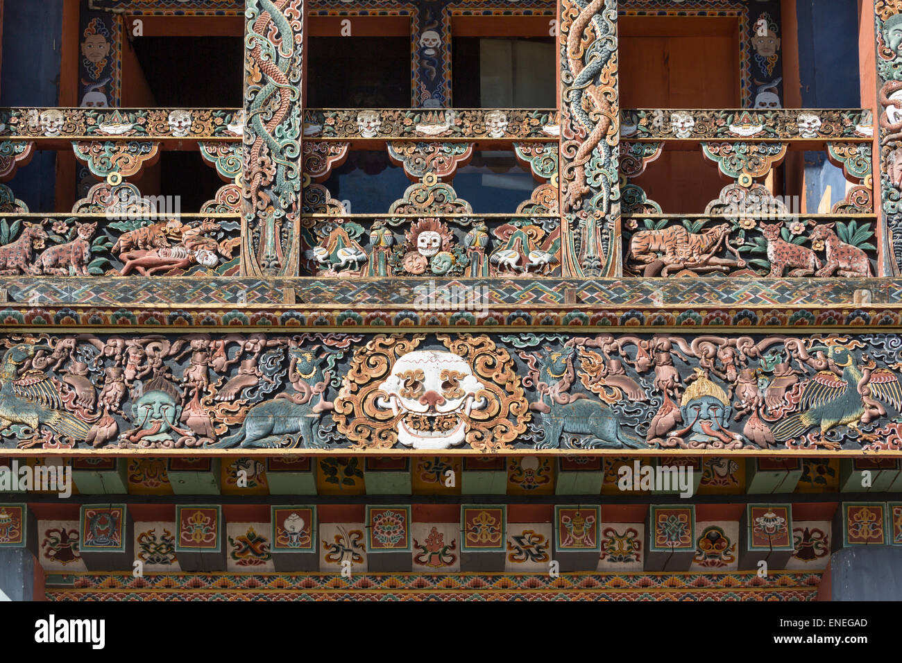 Architectural details of the Gangtey Monastery, Phobjikha Valley ...