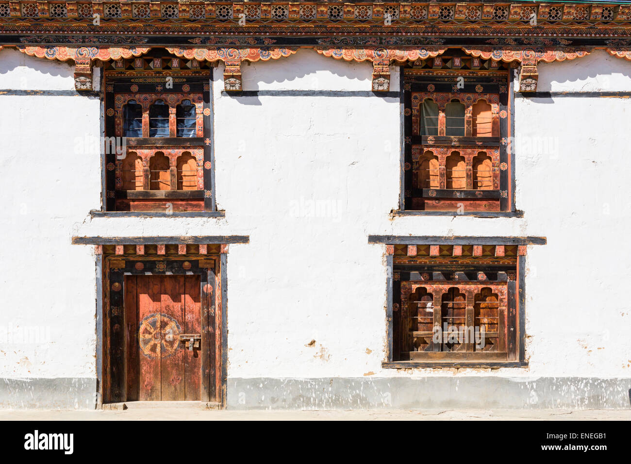 Architectural details of the Gangtey Monastery, Phobjikha Valley ...