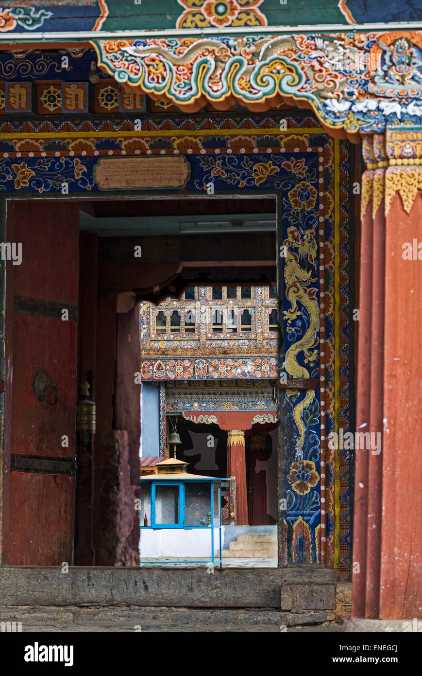 Architectural details of the Gangtey Monastery, Phobjikha Valley ...