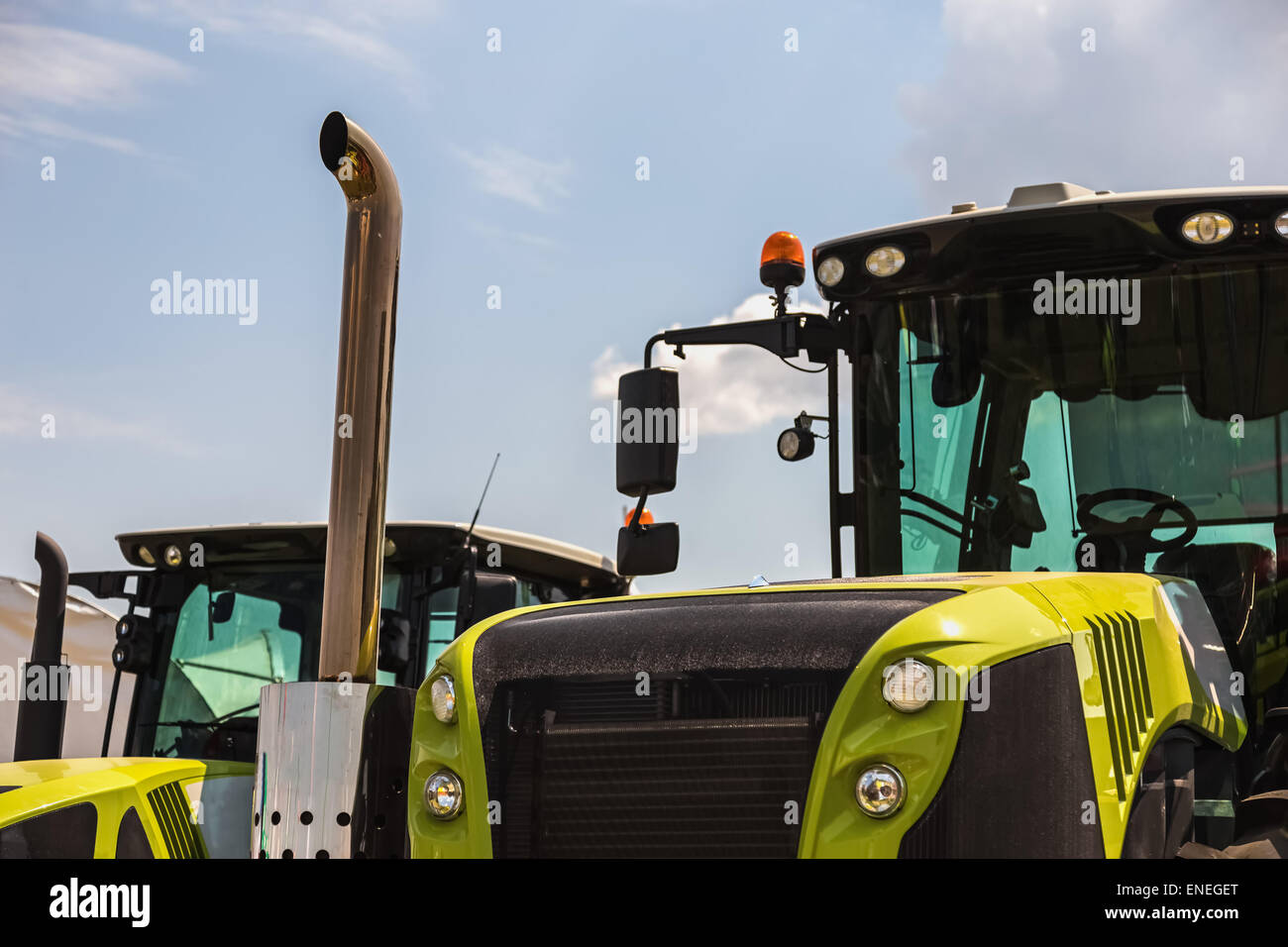 Cab of tractor closeup on sky background Stock Photo - Alamy
