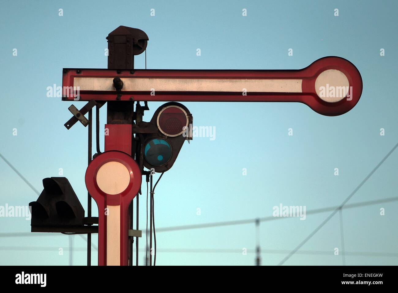 Hanau, Germany. 04th May, 2015. An old railway semaphore signal ...